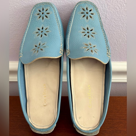 Cole Haan | Shoes | Cole Haan Aston Blue Leather Mule Slip On Flats ...
